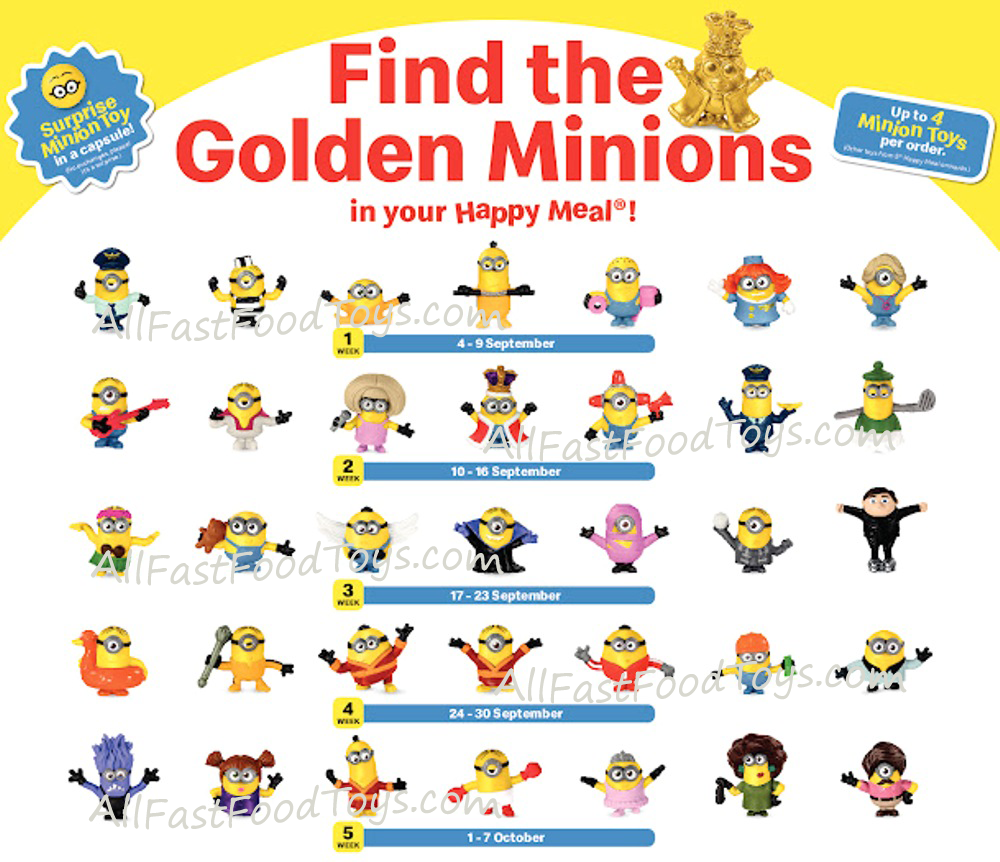 McDonald's Minions Juguetes Cajita Feliz Set Completo de 35 Colleccion ...